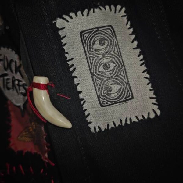 Skin of Your Teeth Small Sew on Fabric Lino Print Teeth Patch - Etsy