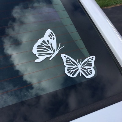 Pair of Butterfly Car Stickers, Boho Cottagecore Style Vinyl Laptop ...