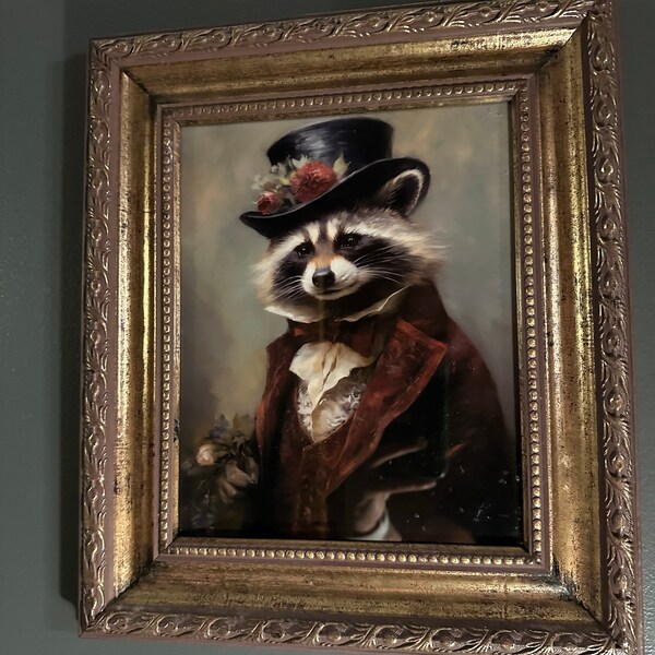 Victorian Animals Portrait, Royal Raccoon Art Print, Renaissance Animal ...
