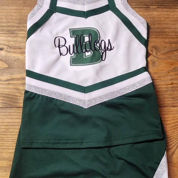 Green & White Cheer Uniform, Customized Cheerleading Uniform, Girls ...