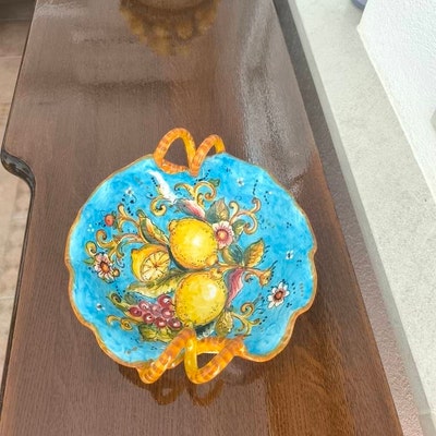 Italian Ceramic Tray Serving Plate Lemons Art Pottery Paint Made in ...