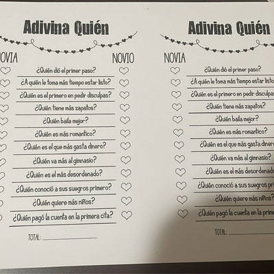 SPANISH Bridal Shower Games, Guess Who Game in Spanish, Adivina Quien ...