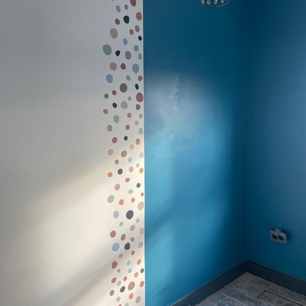 Boho Polka Dot Wall Stickers, Bohemian Style Neutral Rainbow Hand Drawn ...