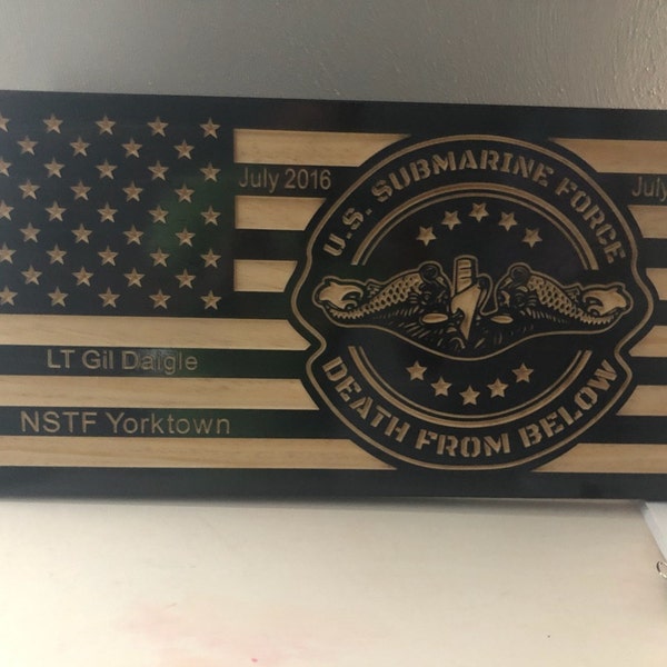 US Submarine Force, US Submarine Force Flag, Wood Flag, Sign, US Navy ...