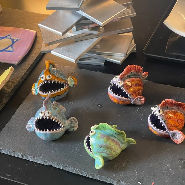 Handmade Colorful Ceramic Fish: Whimsical Home Decor Ornament - Etsy