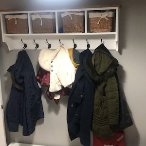 Hat & Coat Rack With Shelf Including Handmade Storage Box Baskets ...