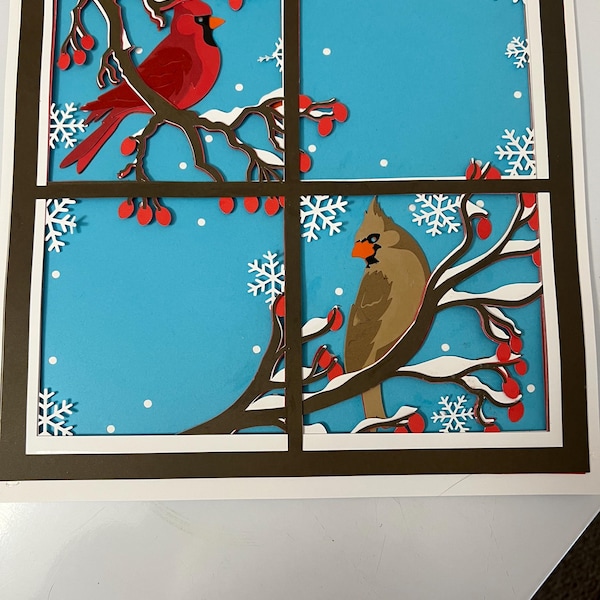 3D Cardinal Shadow Box Svg, 3d Cardinal Memorial Svg, Cardinal on Tree ...