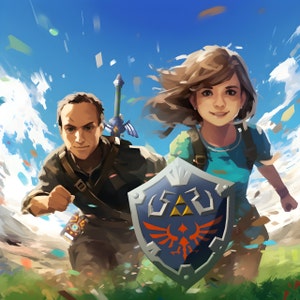 Custom Legend of Zelda Digital Portrait Personalized Video Game Gift ...