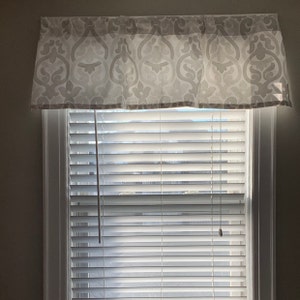 Grey Window Valance.Gray Curtain Valance.Gray White Modern | Etsy