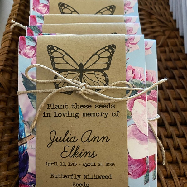 Personalized Memorial Butterfly Milkweed Seed Packets | Butterfly ...