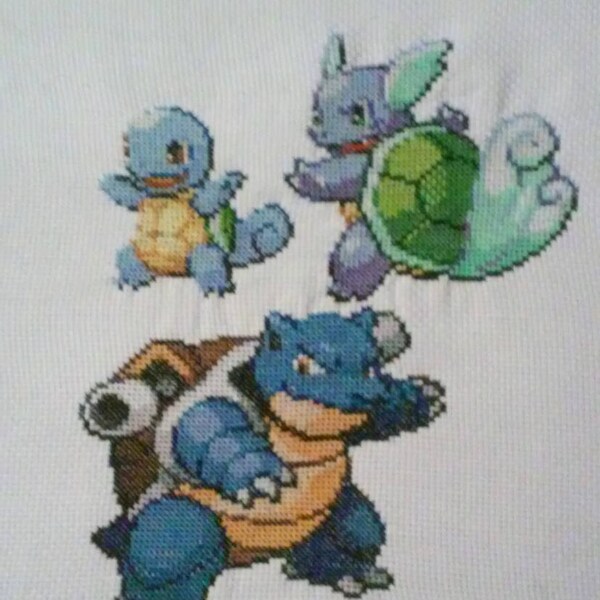 Squirtle Evolution Cross Stitch Pattern, Poke Embroidery Pattern ...