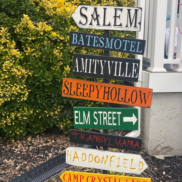 Halloween Directional Sign Porch Sign Distressed Cedar Wood Lawn ...