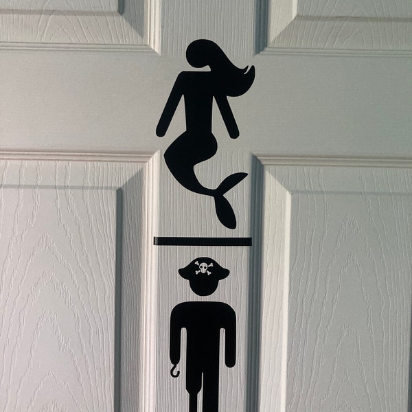 Pirate and Mermaid Restroom Decal | Pirate and Mermaid Toilet Sign ...