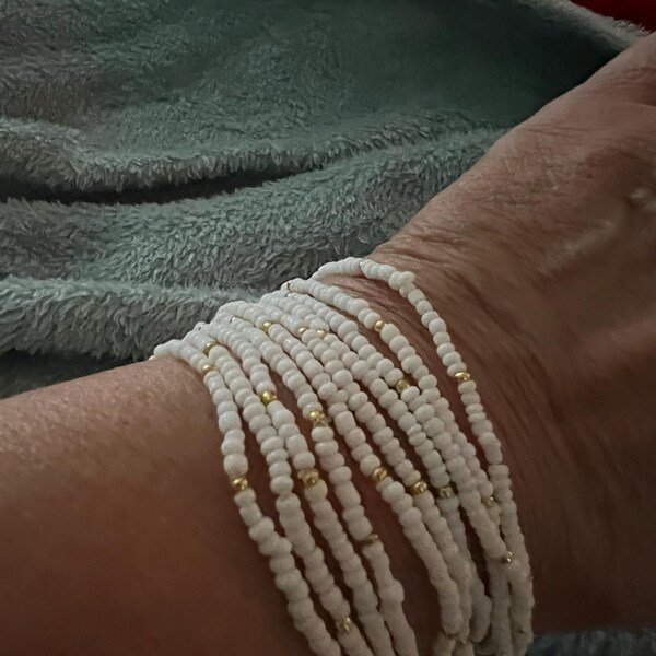 Single Strand Confetti Seed Bead Bracelet, Friendship Bracelet ...