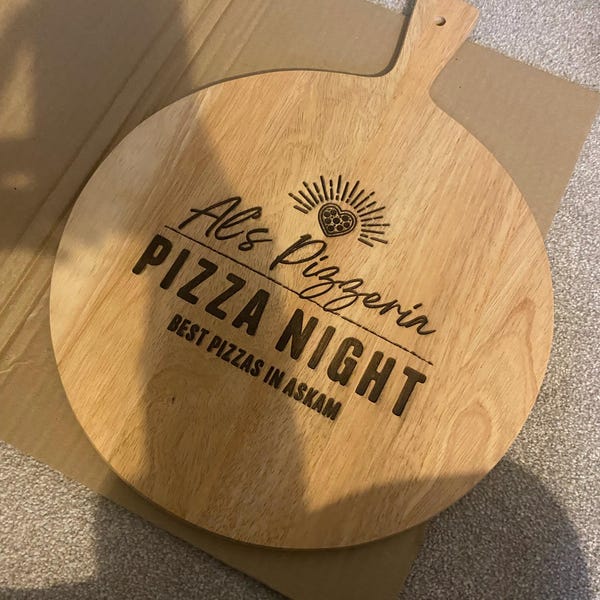Personalised Pizza Night Paddle Wooden Serving Board, Personalized ...