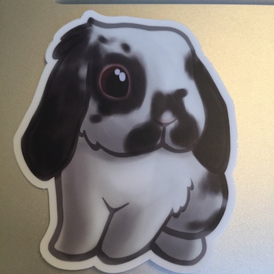 Broken Black Lop Rabbit Sticker Printed Chibi Bunny Vinyl - Etsy