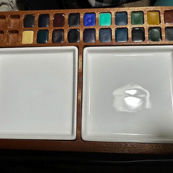 Ceramic Leaves and Flowers Watercolor Palette With 24 Wells Handmade ...
