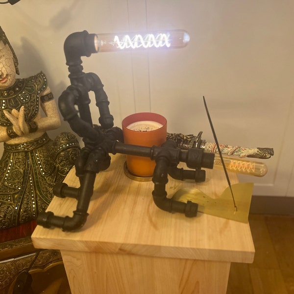Pipeman Desk Lamp, Robot Lamp, Home Decor, Gift for Him, Edison ...