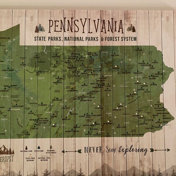 Personalized Pennsylvania State Parks Map Print: PA Hiker Gift - Etsy