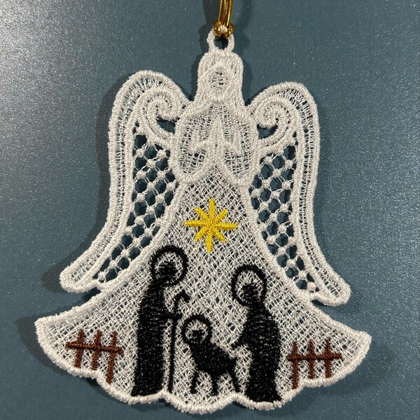 FSL Nativity Ornament Angel - Free Standing Lace Machine Embroidery ...