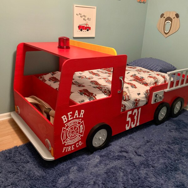 Fire Truck Bed PLANS (plans Only), Create a Fireman Themed Bedroom for ...