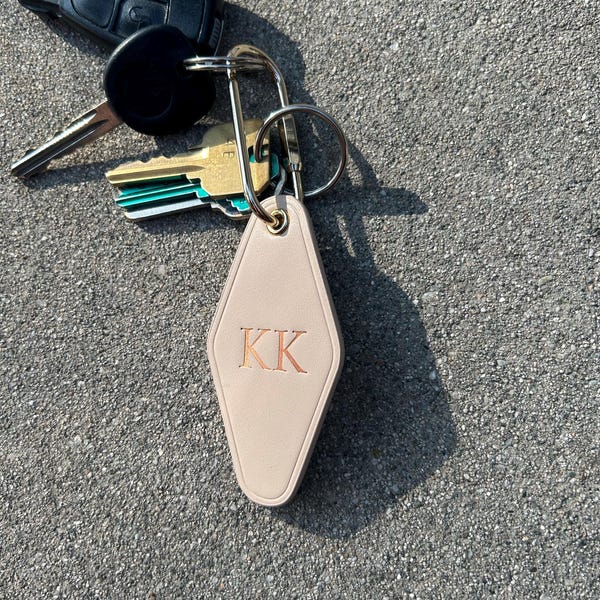 Embossed Diamond Leather Keychain (initials) - Modern Key Rings, Custom ...