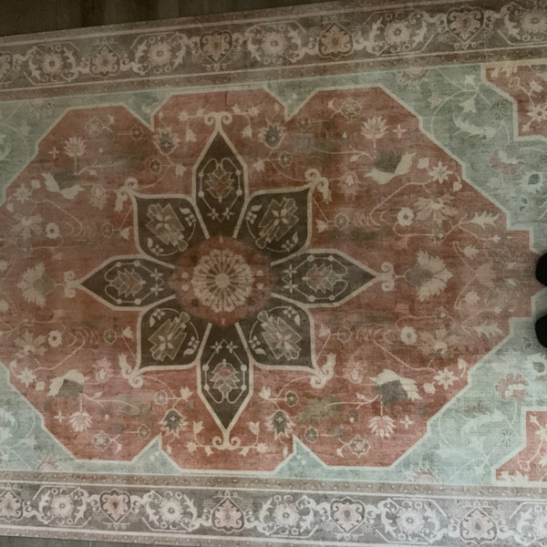 EZRA Art Mat, Red Vinyl Protective Mat, Persian/turkish Design ...