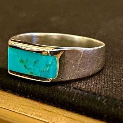 Real Green-blue Turquoise Ring, Feroza Stone Ring, Navajo Ring, Mens ...