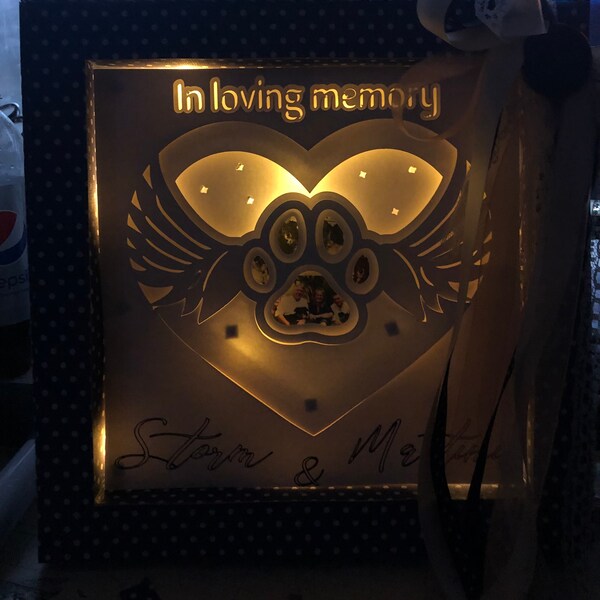 Paw Print Pet Memorial Shadowbox SVG | 3D Layered SVG | Paper Cut Light ...