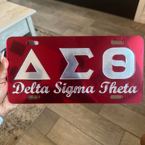 Delta Sigma Theta- DST License Plate Red Background Mirror Letters ...