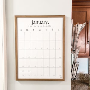 Large Personalized Monthly Wall Calendar With Wood Hanger 12 - Etsy