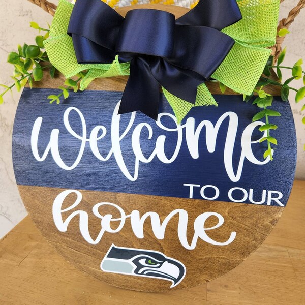 12" Seattle Seahawks Wood Sign Football Door Sign NFL Wreath Seattle ...