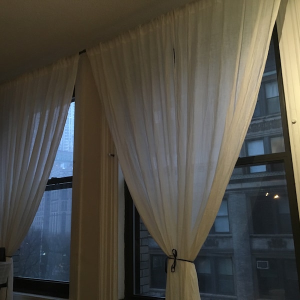 White Sheer Linen Curtains, White Canopy Made of Linen Muslin, Perfect ...