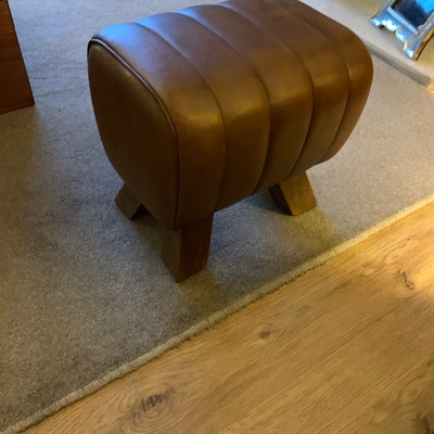 Genuine Leather Walnut Brown Pommel Stool Footstool Vintage Seat - Etsy UK