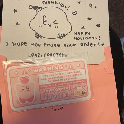 Cute Car Warning Sticker Car Decal, Pink Kawaii, Airbag Label ...