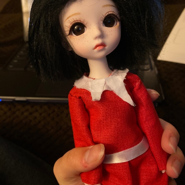 BJD Doll Fabric Fur Wig Black Wig Hair for 1/12 1/8 1/6 Bjd Dolls 3-4 ...