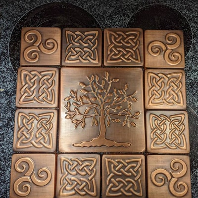 Celtic Tiles, Celtic Designs, Set of 4 Copper Celtic Tiles , Celtic ...