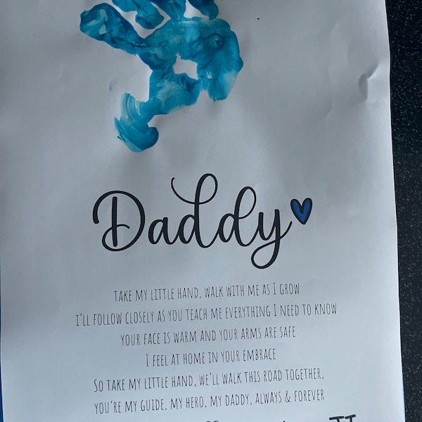 Daddy Handprint Poem, Father's Day Handprint Art, Valentines Handprint ...