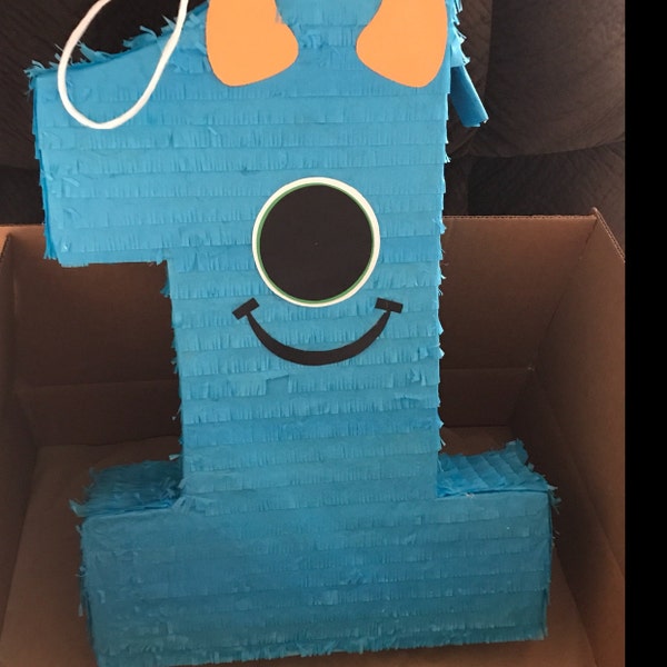 20'' Tall Number One Pinata Blue Color Monster Pinata First Birthday ...