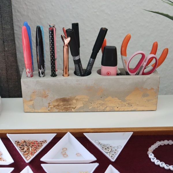 Schreibtischorganizer aus Beton mit Blattgold - Etsy.de