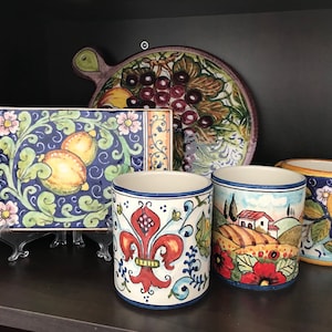 Italian Ceramic Art Tableware Tile Trivet Pottery Decorated | Etsy