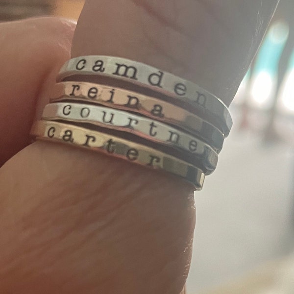 Stackable Ring | Stacking Name Rings | Gift for Mom | Mother Gift ...