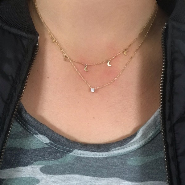 Prong Setting Diamond Necklace / Diamond Solitaire Pendant / Floating ...