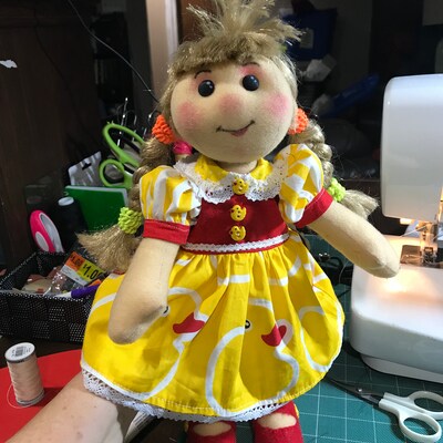 Cloth Doll Sewing Pattern 14 Inch Rag Doll Pattern Button Jointed Miss ...