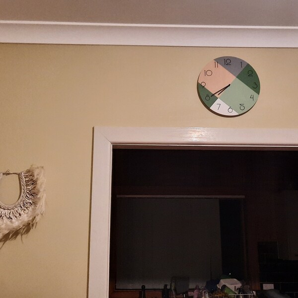 Turquoise Wall Clock Teal Blue Wall Art Color Block Wall Clock Design ...