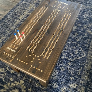 Cribbage Board Coffee Table With Wooden Pegs & Storage Compartment ...
