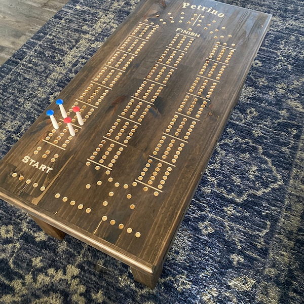 Cribbage Board Coffee Table With Wooden Pegs & Storage Compartment ...