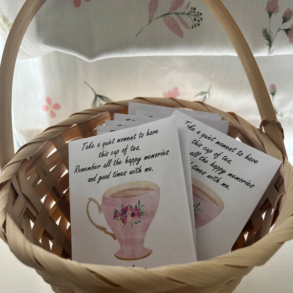 Funeral Tea Bag Cup of Tea Packets Favour Memorial Remembrance ...