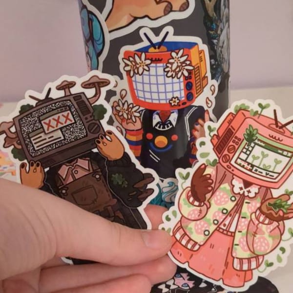 TV Head Cute Waterproof Stickers! - Etsy