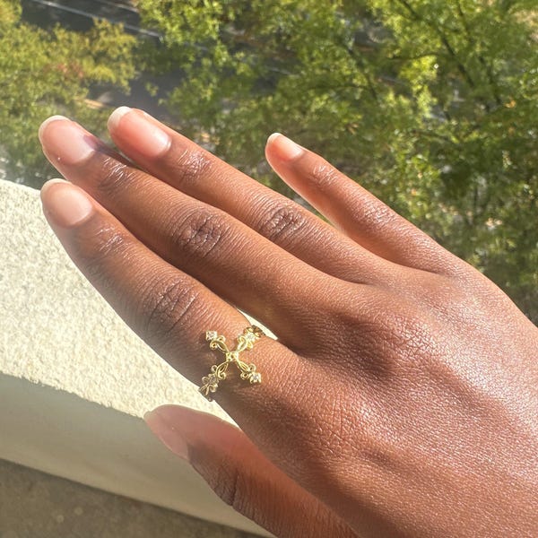 Unique Cross Ring, Dainty Cross Ring, Sterling Silver Ring, Religious ...